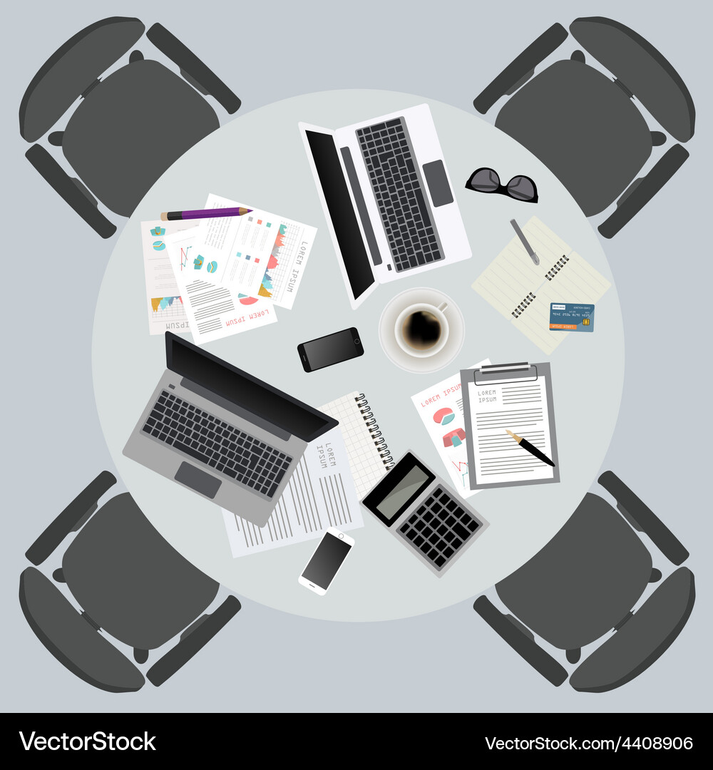 Business meeting working place in flat design Vector Image