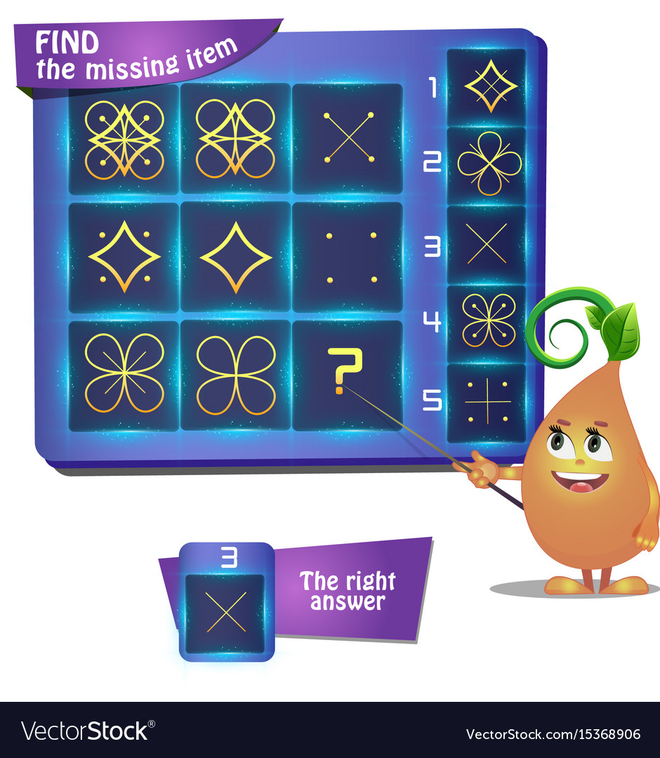 Find missing item stellar shape Royalty Free Vector Image