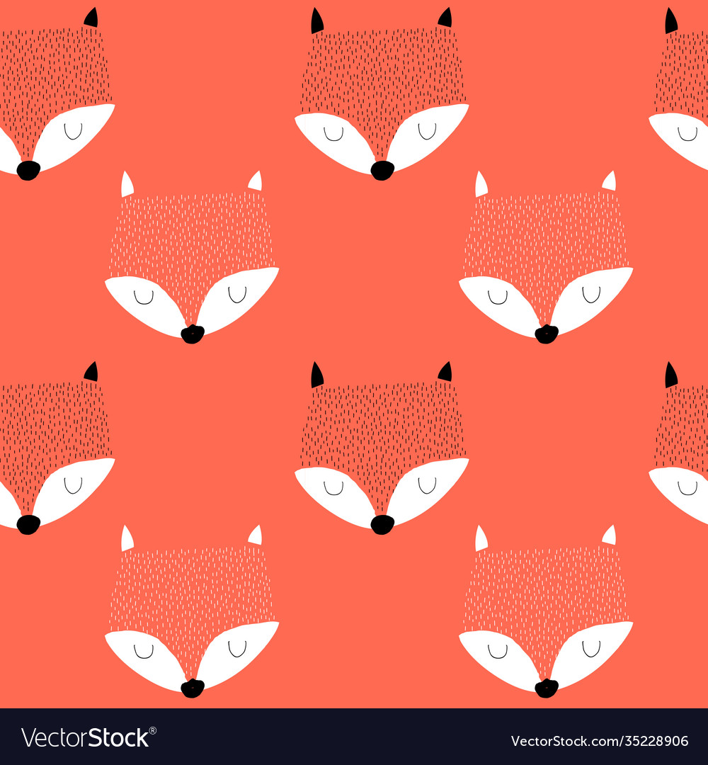 Fox seamless pattern Royalty Free Vector Image