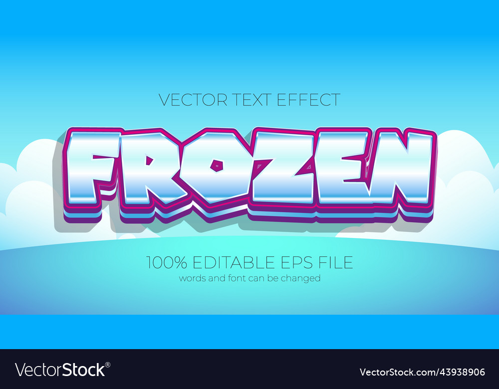 Frozen text effect style eps editable Royalty Free Vector