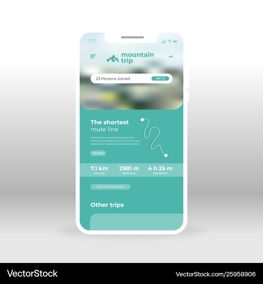 Green mountain tours ui ux gui screen for mobile Vector Image