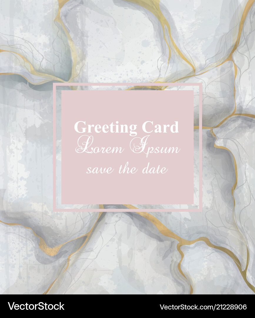 Greeting card golden gray marble background Vector Image
