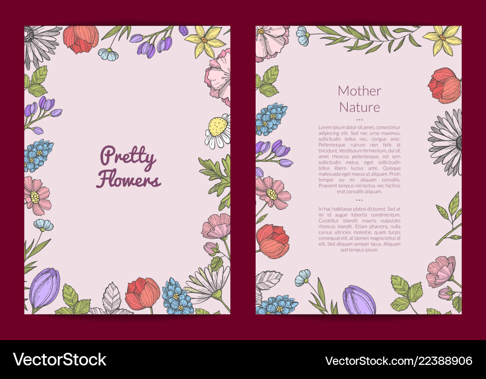 Hand drawn flowers card or flyer template Vector Image