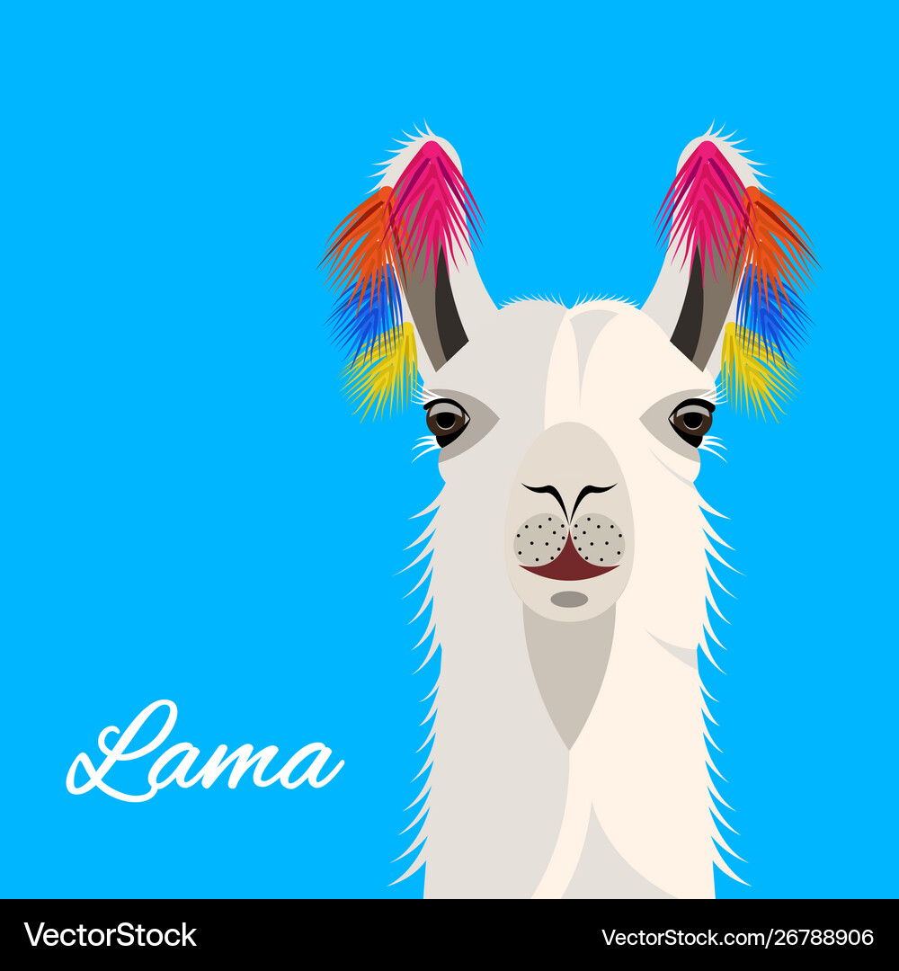 Head lama with a floral wreath Royalty Free Vector Image