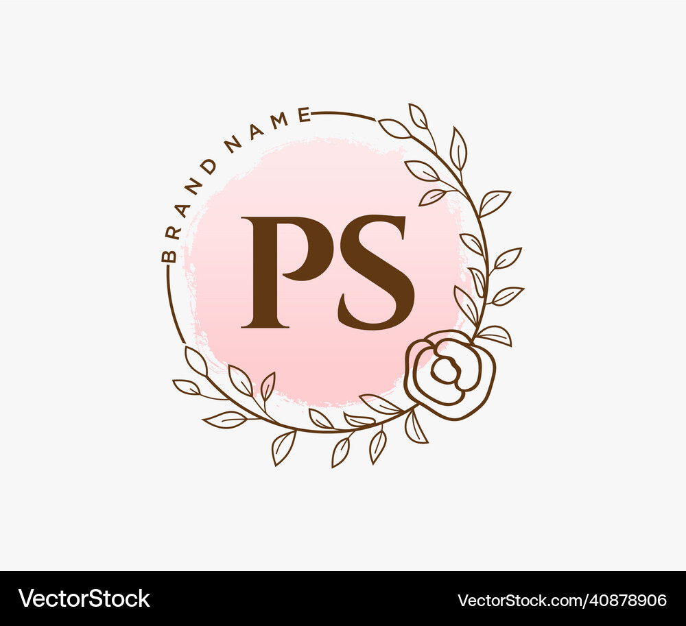 Initial ps feminine logo usable for nature salon Vector Image