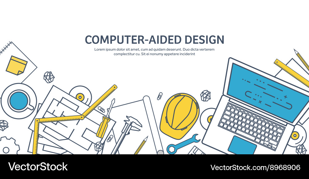 Lined outline engineering Royalty Free Vector Image
