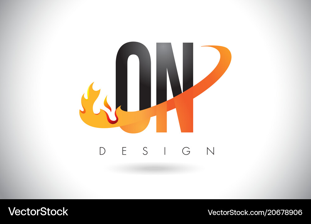 On o n letter logo with fire flames design Vector Image