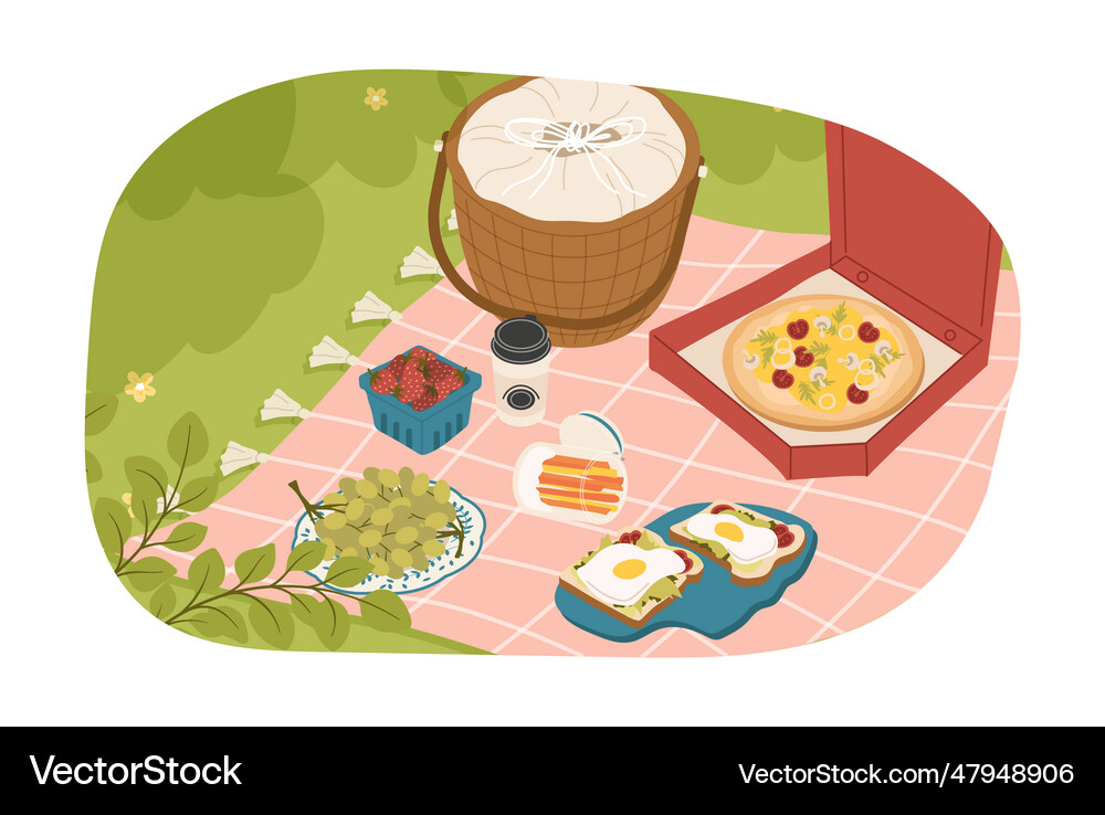 Outdoor summer picnic scene concept Royalty Free Vector