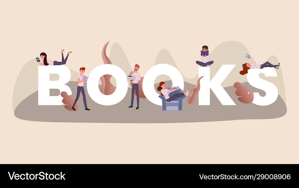 Reading books word concept banner intelligent Vector Image