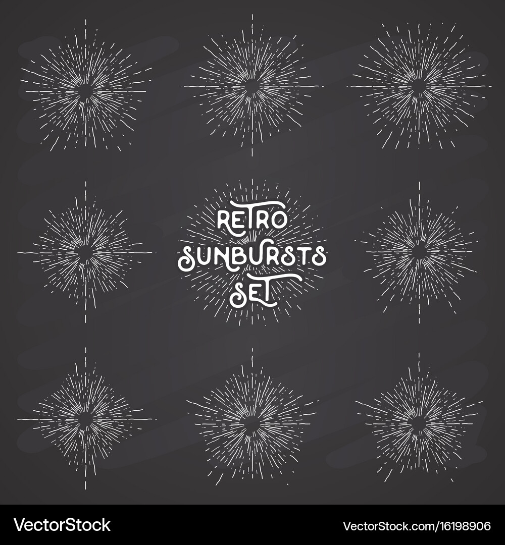 Retro sun bursts set vintage radiant rays Vector Image