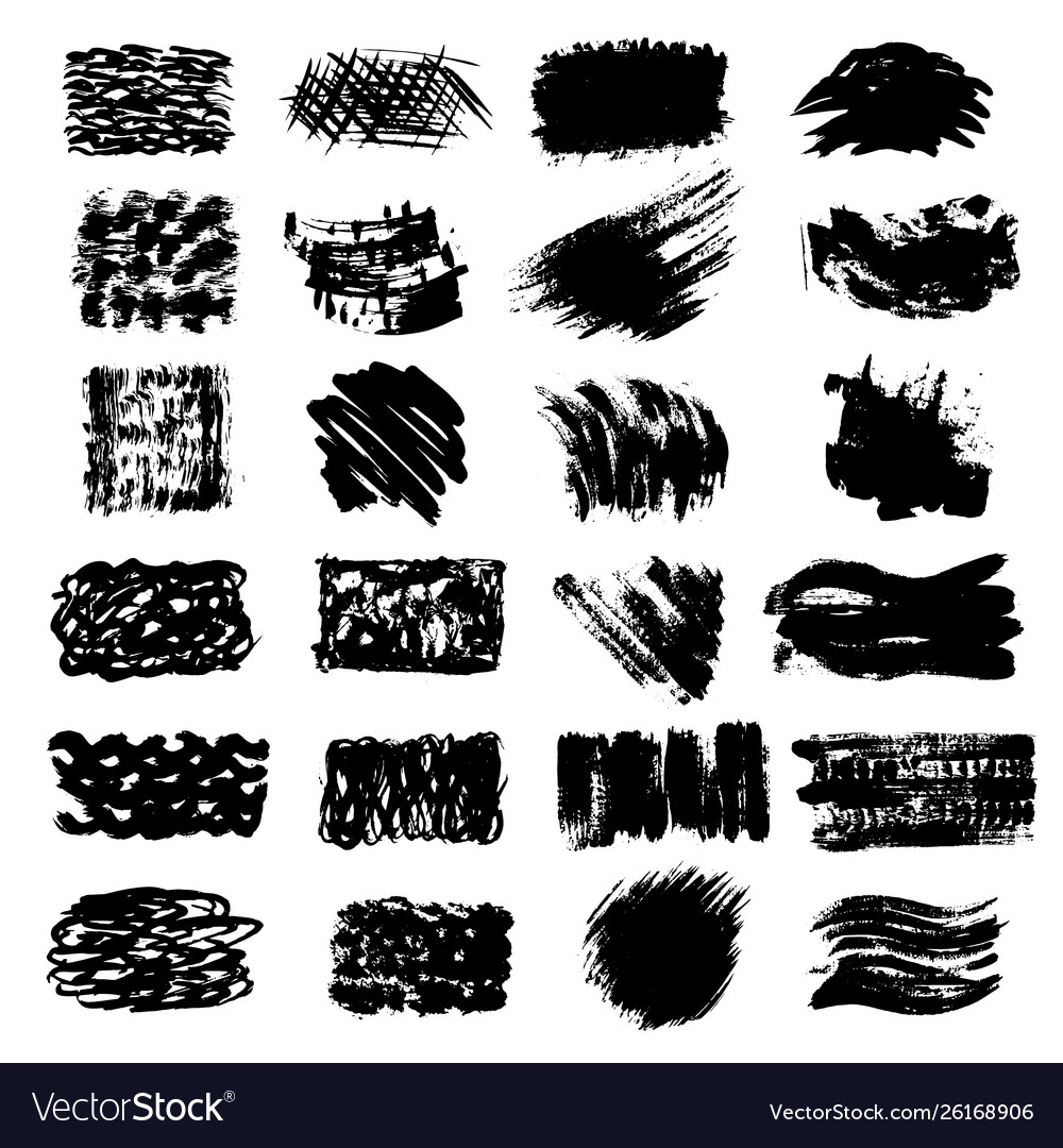 Set black paint ink brush strokes brushes Vector Image