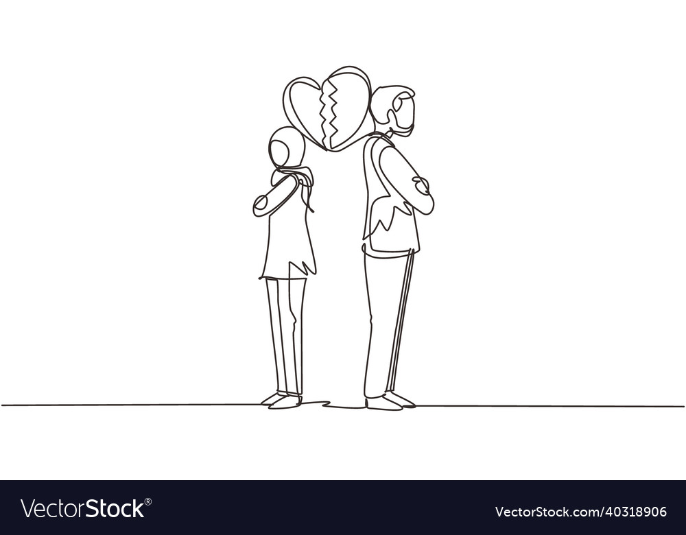 Single continuous line drawing divorced arabian Vector Image Single continuous line drawing divorced arabian Vector Image