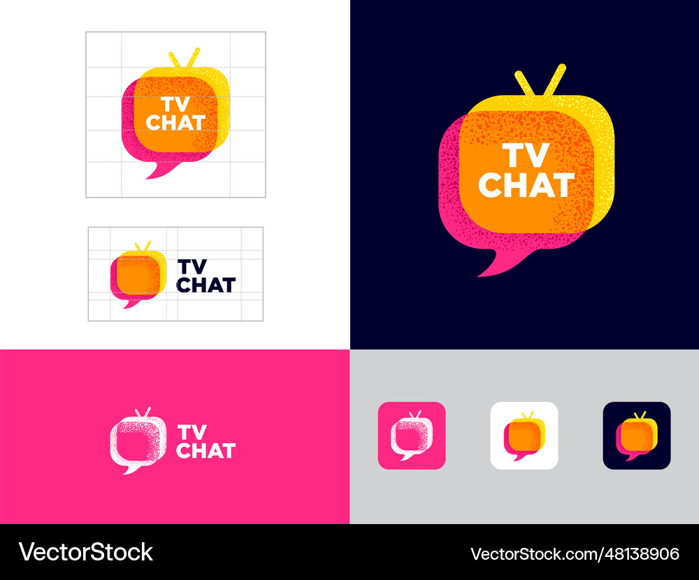 Tv chat logo emblem speech bubble funny noise Vector Image