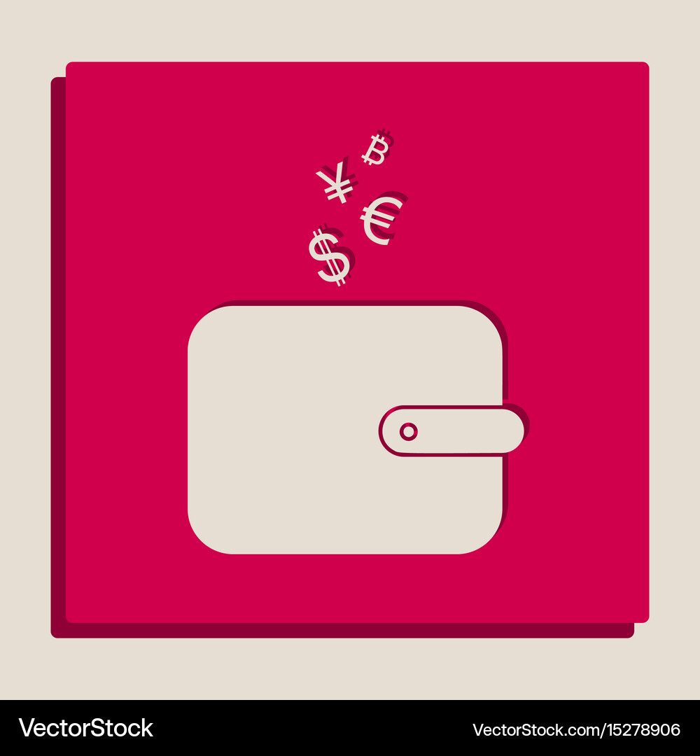 Wallet sign with currency symbols Royalty Free Vector Image