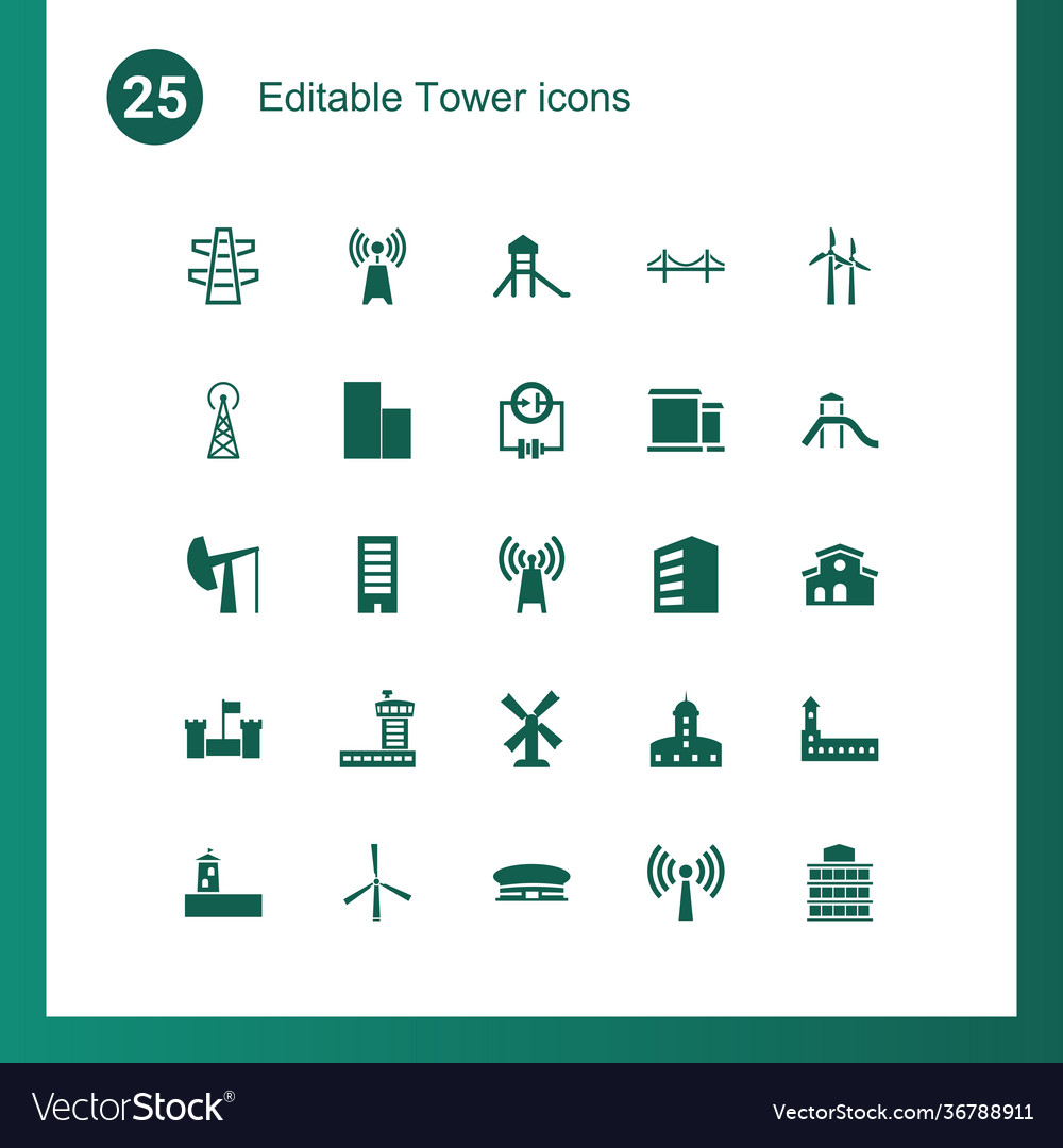 25 tower icons Royalty Free Vector Image - VectorStock