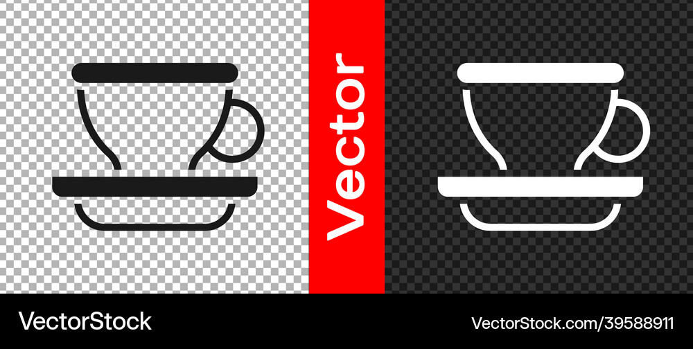 Black coffee cup icon isolated on transparent Vector Image