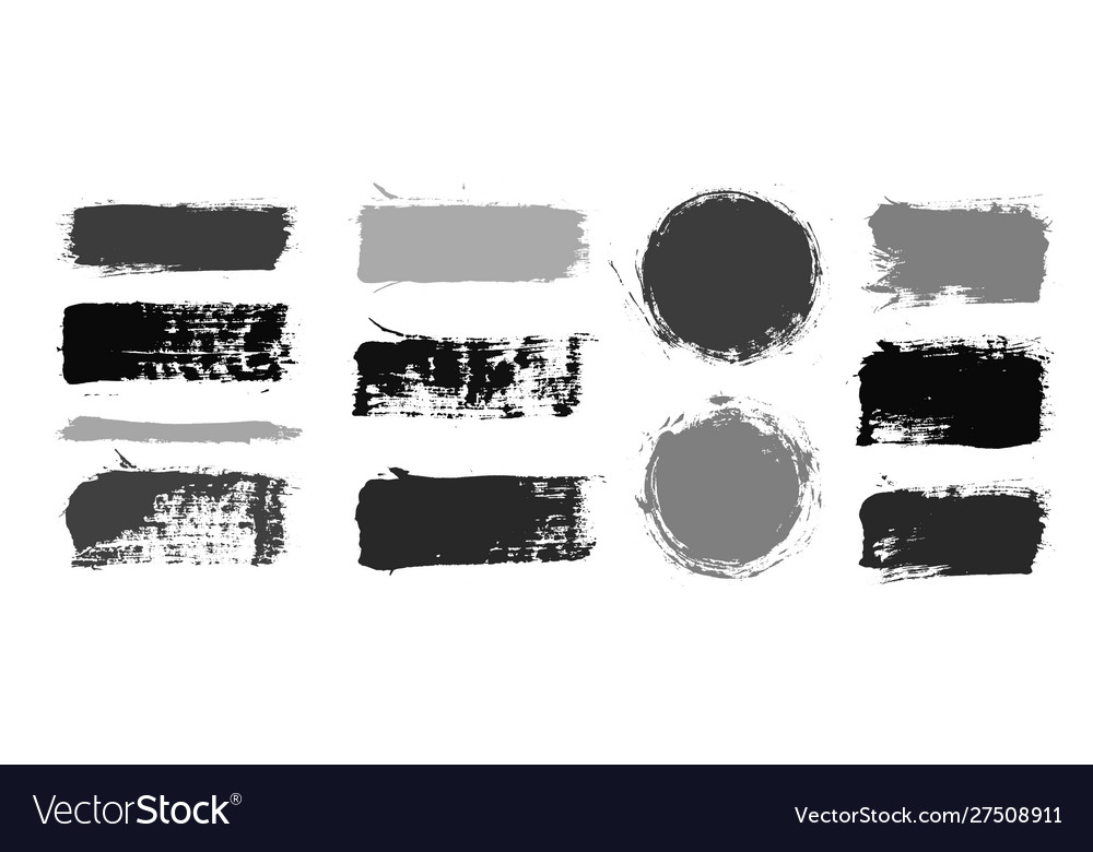 Brush strokes paintbrush set grunge Royalty Free Vector