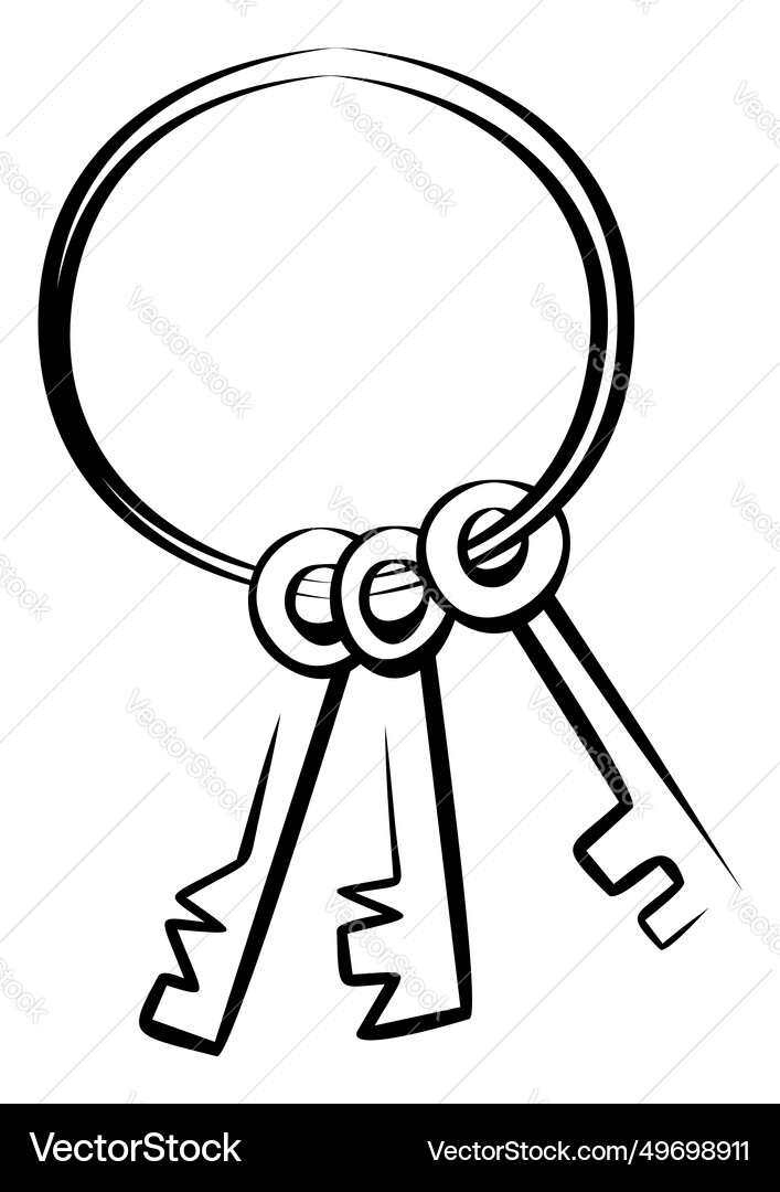 Bunch of keys at simple drawing Royalty Free Vector Image