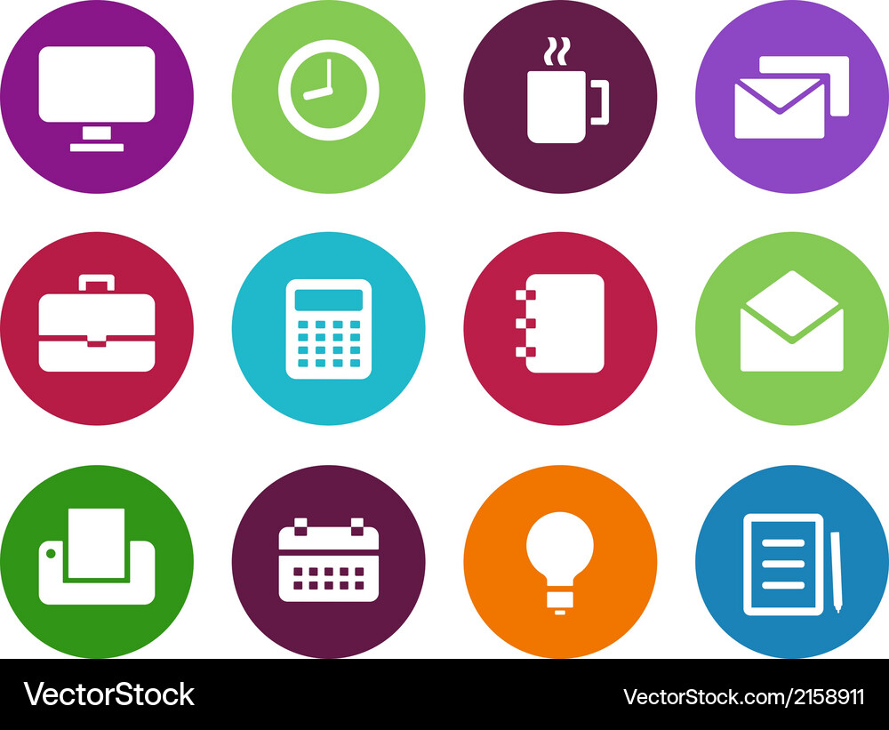 Business circle icons on white background Vector Image