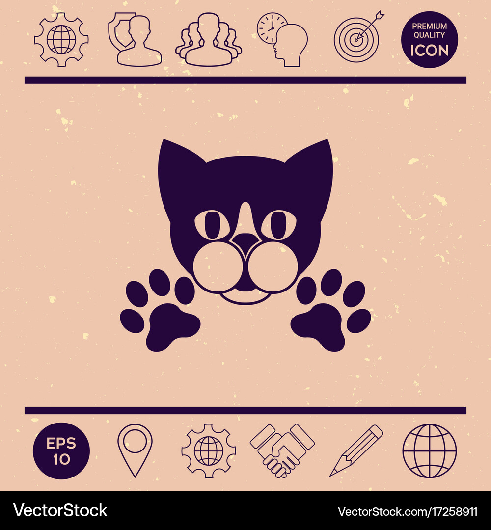 Cut cat with paws - logo symbol protect sign Vector Image