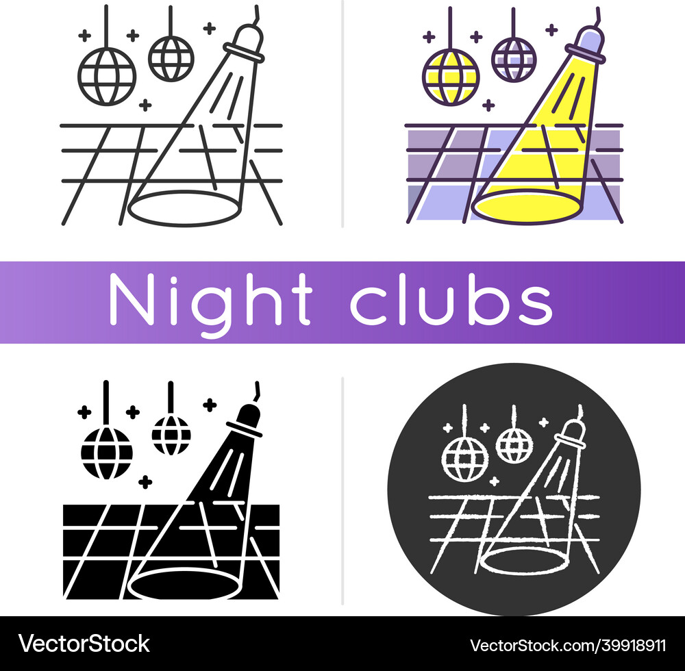Dance floor icon linear black and rgb color Vector Image