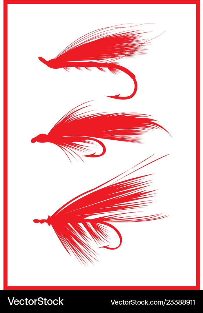 Fly Fishing Lures Collection Royalty Free Vector Image
