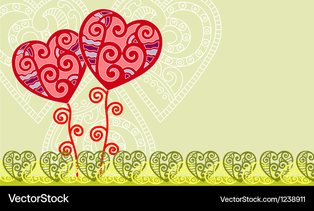 Hand draw ornate valentines floral background Vector Image