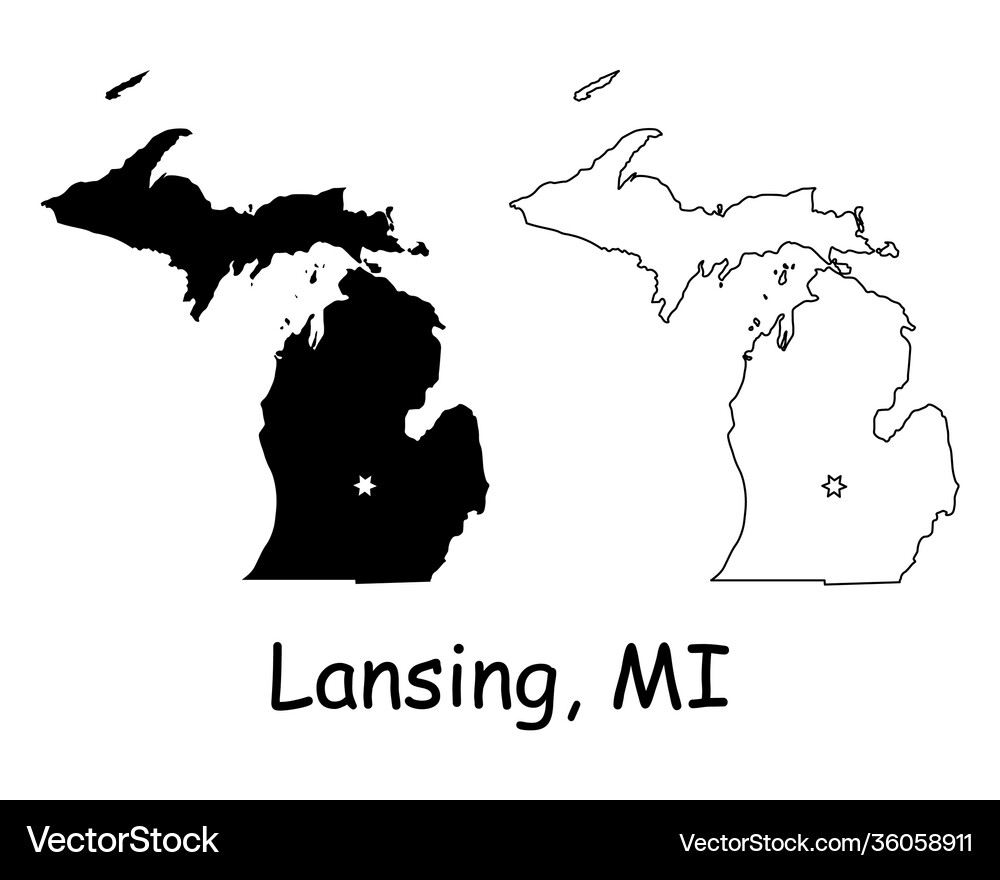 Lansing michigan mi state border usa map Vector Image