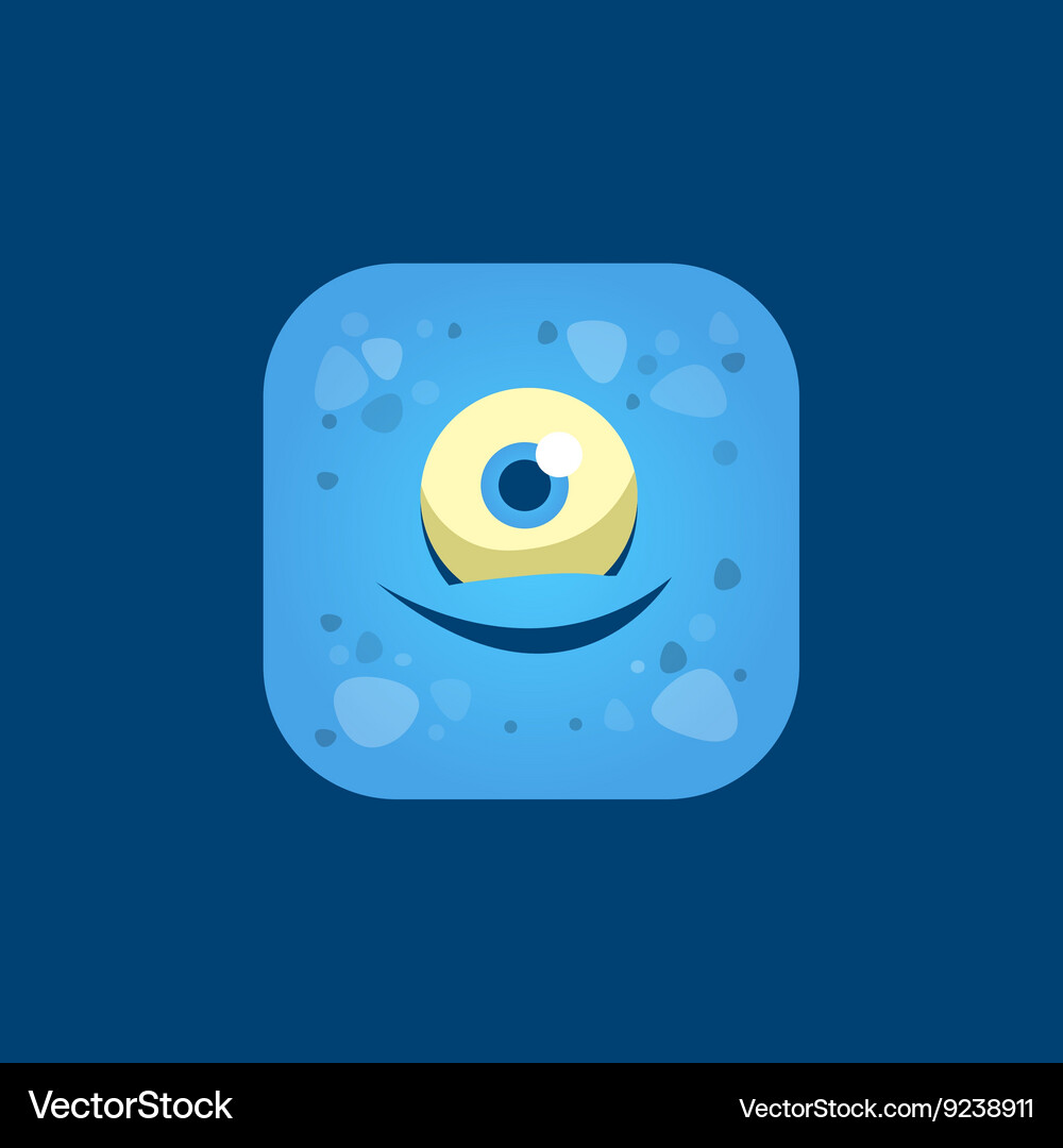 Pleased Blue Monster Emoji Icon Royalty Free Vector Image
