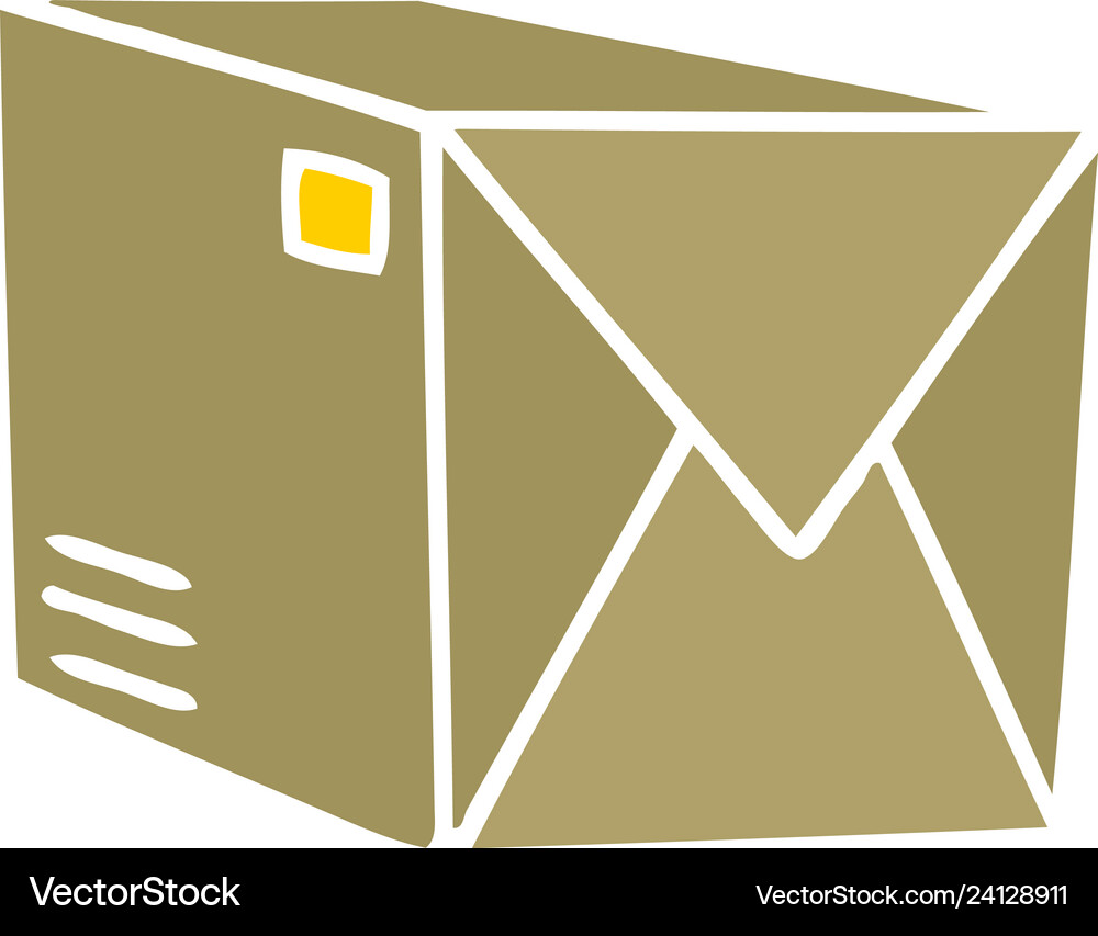 Quirky hand drawn cartoon parcel Royalty Free Vector Image