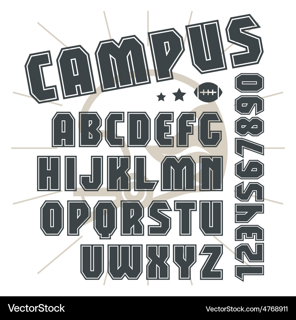 Sans serif font in college style Royalty Free Vector Image