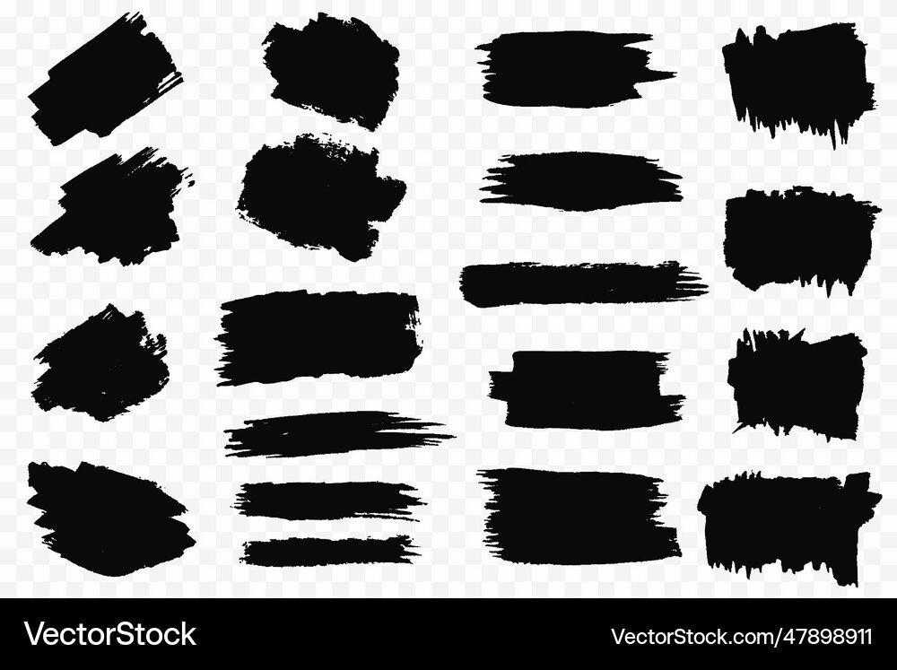 Set of brushes black brush stroke text Royalty Free Vector