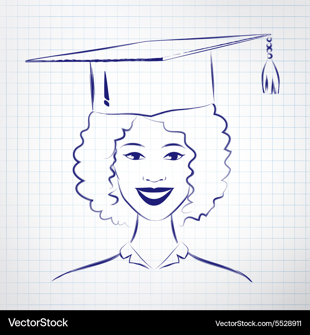 Student girl wearing graduation hat Royalty Free Vector