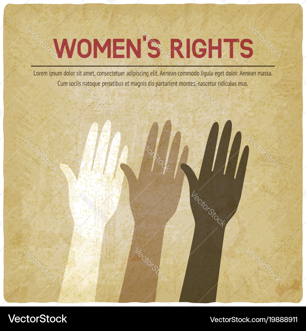Womens rights concept three female raised hands Vector Image
