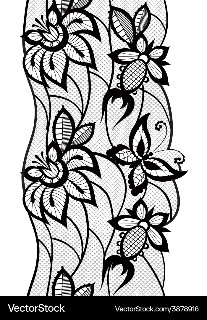 Abstract lace with elements of butterflies Vector Image