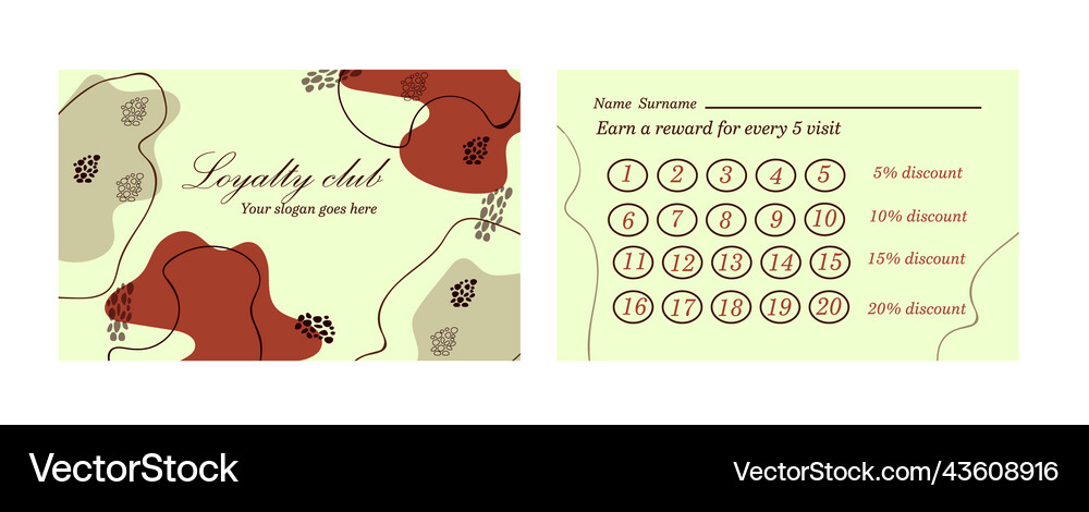 Boho style loyalty card250722 Royalty Free Vector Image