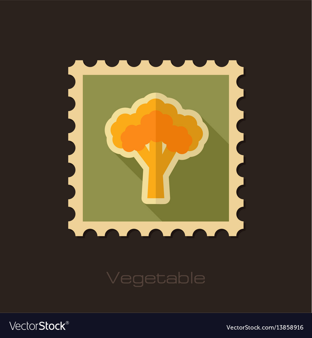 Broccoli flat stamp vegetable Royalty Free Vector Image