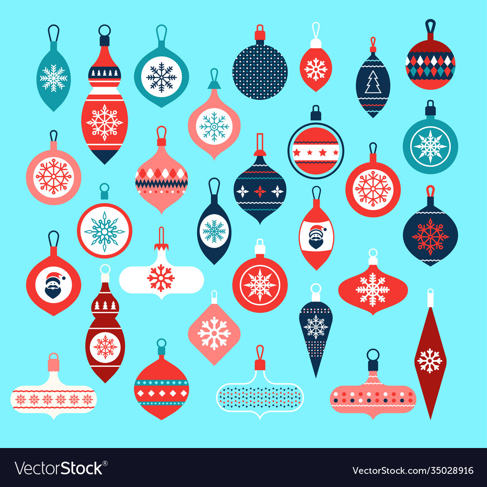 Collection beautiful baubles and decorations Vector Image