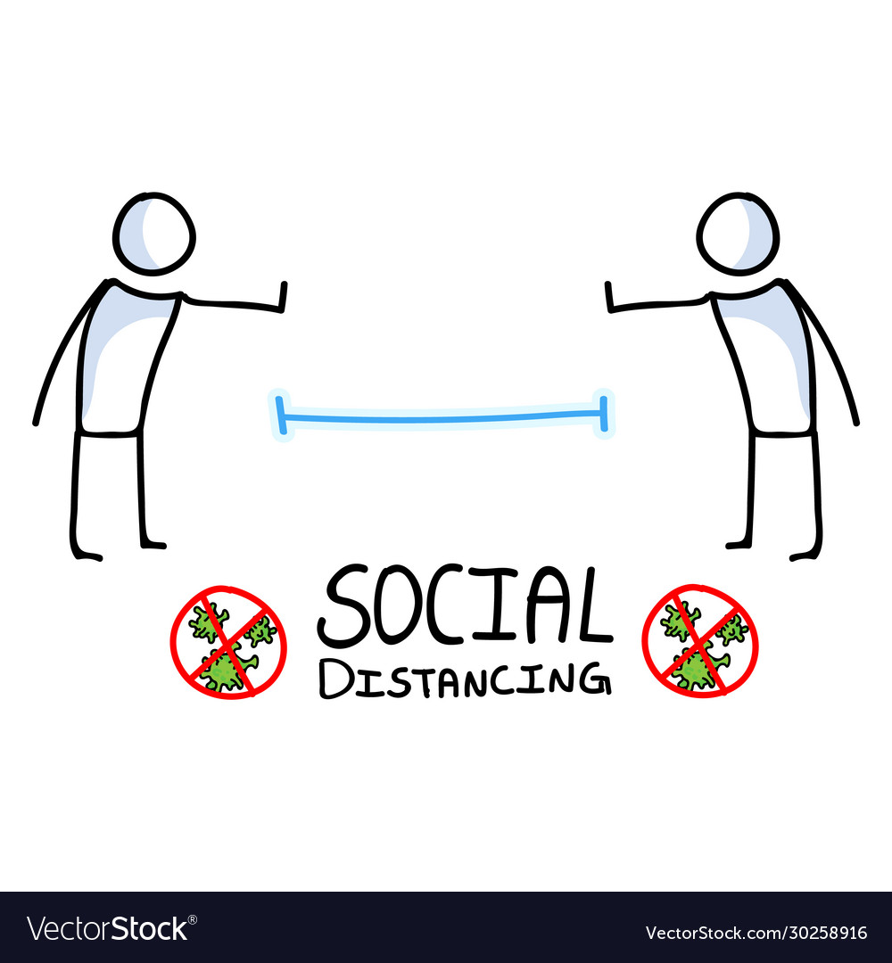 Corona virus kids cartoon social distancing Vector Image