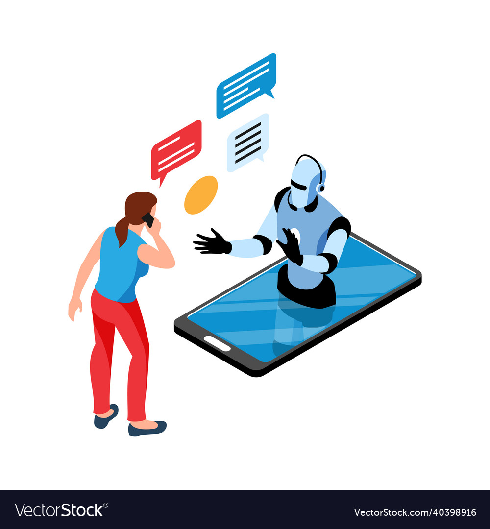 Customer support robot composition Royalty Free Vector Image