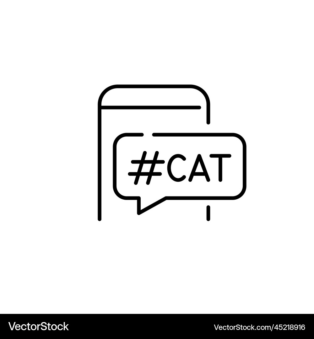 Following hashtag cat on social media pixel Vector Image
