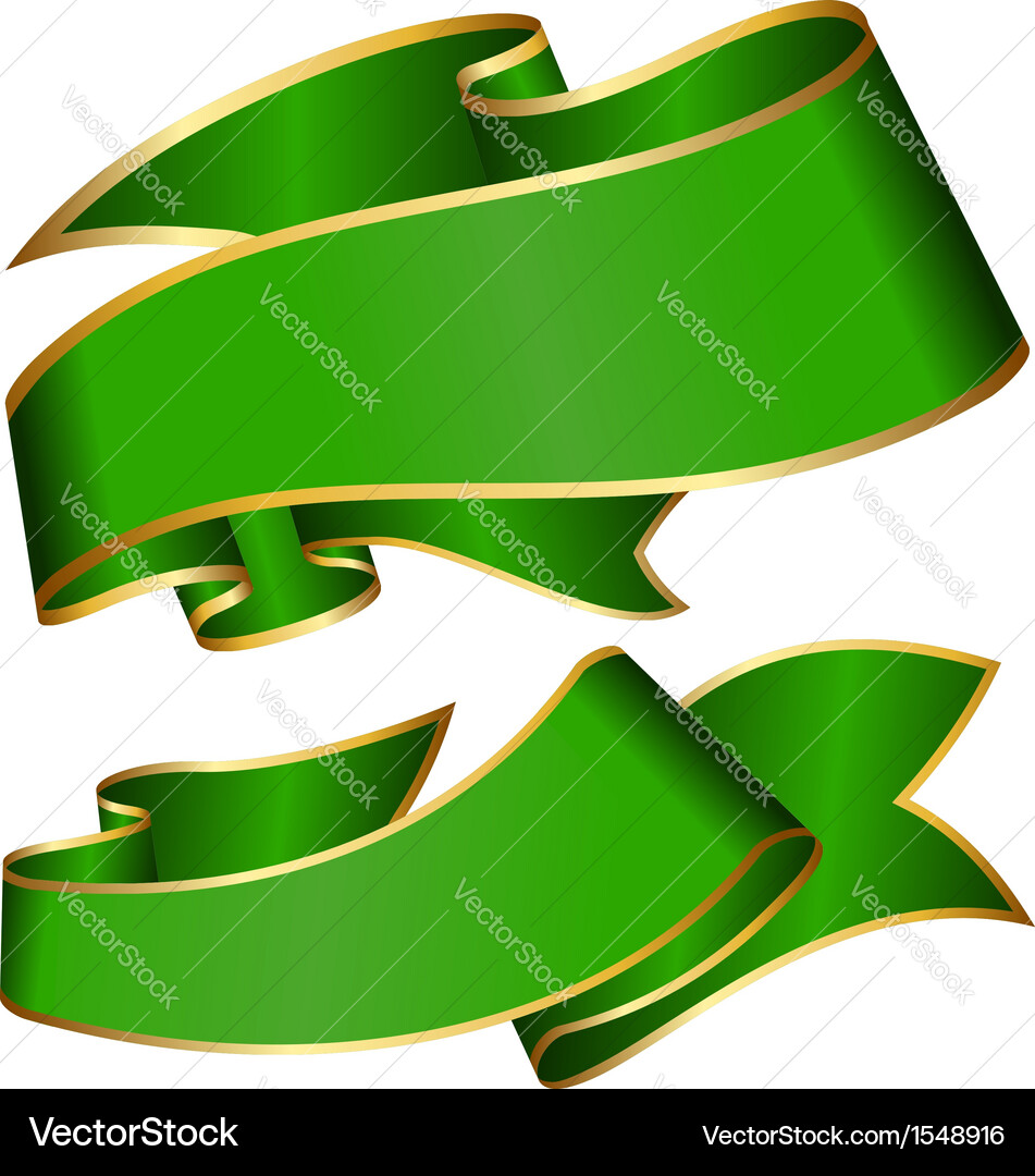 Green ribbon collection isolated on white Vector Image
