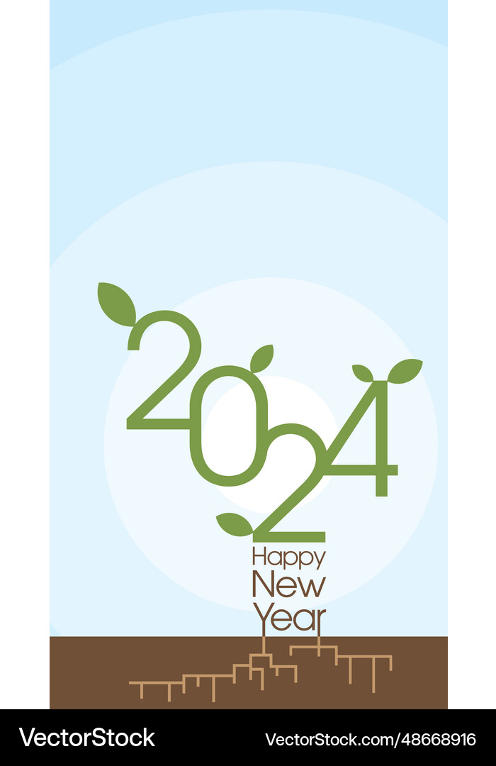 Happy new year 2024 calligraphy with blank space Vector Image