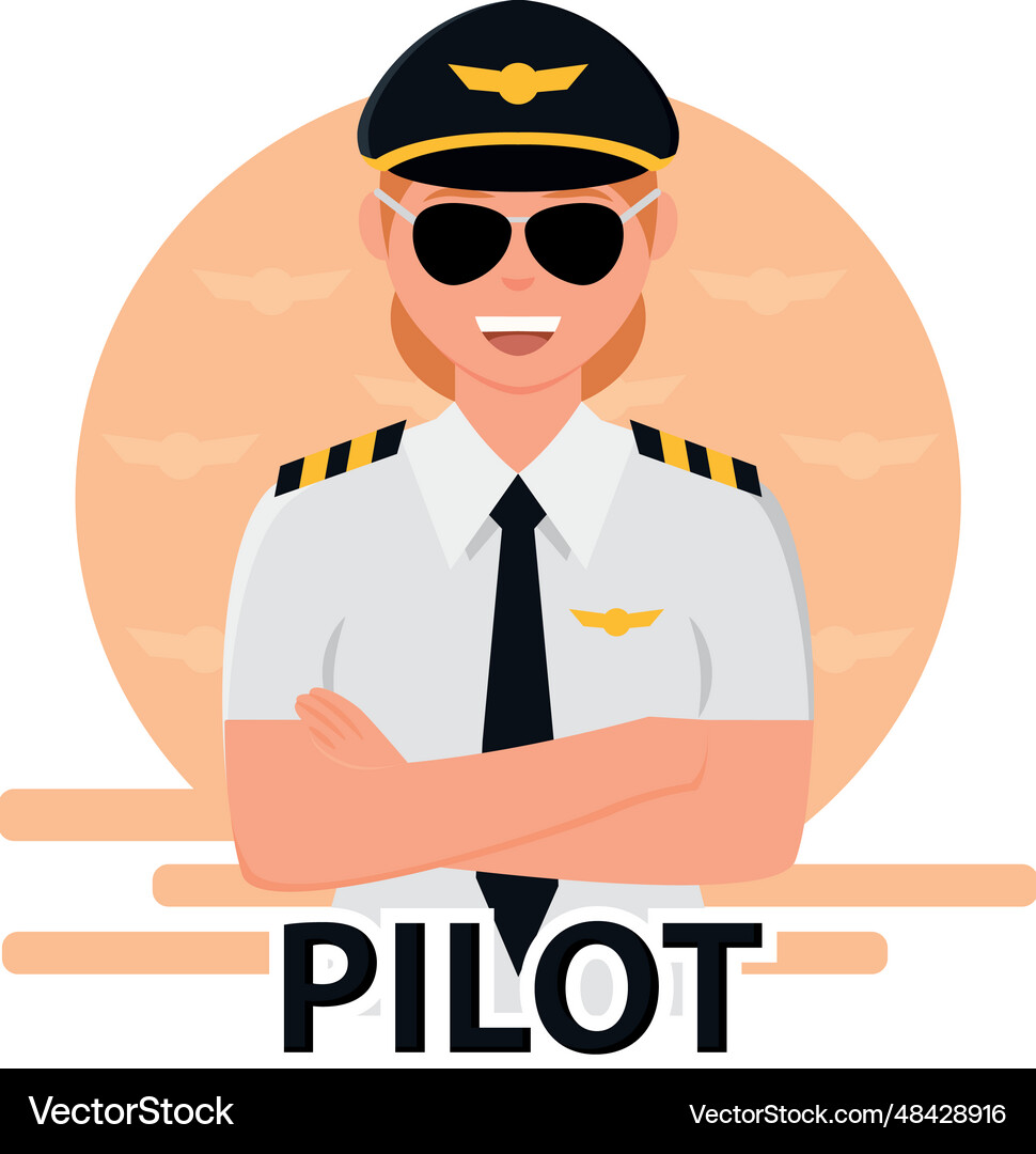 Isolated cute female pilot character profession Vector Image