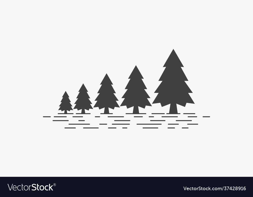 Landscape evergreen pine tree Royalty Free Vector Image