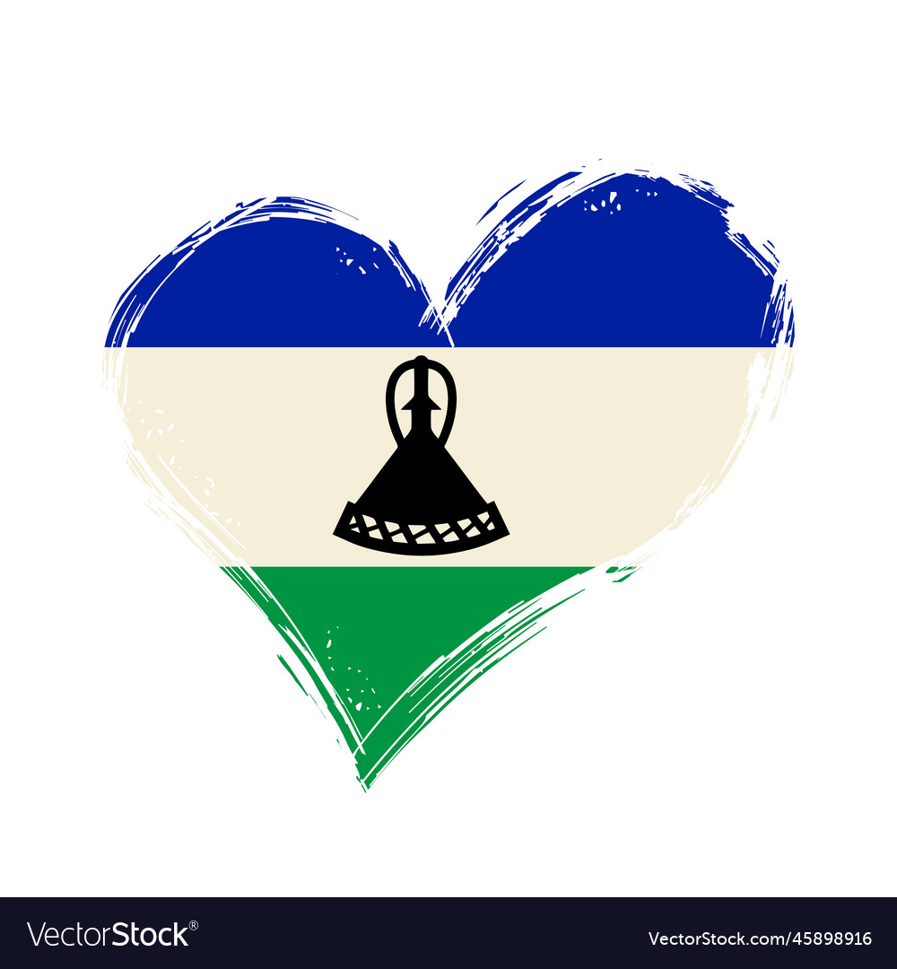 Lesotho flag heart-shaped grunge background Vector Image