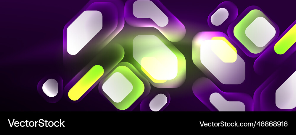Neon lines squares and round shapes abstract Vector Image