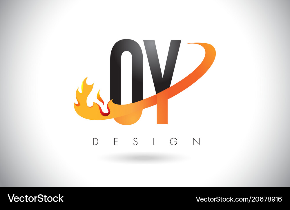 Oy o y letter logo with fire flames design Vector Image