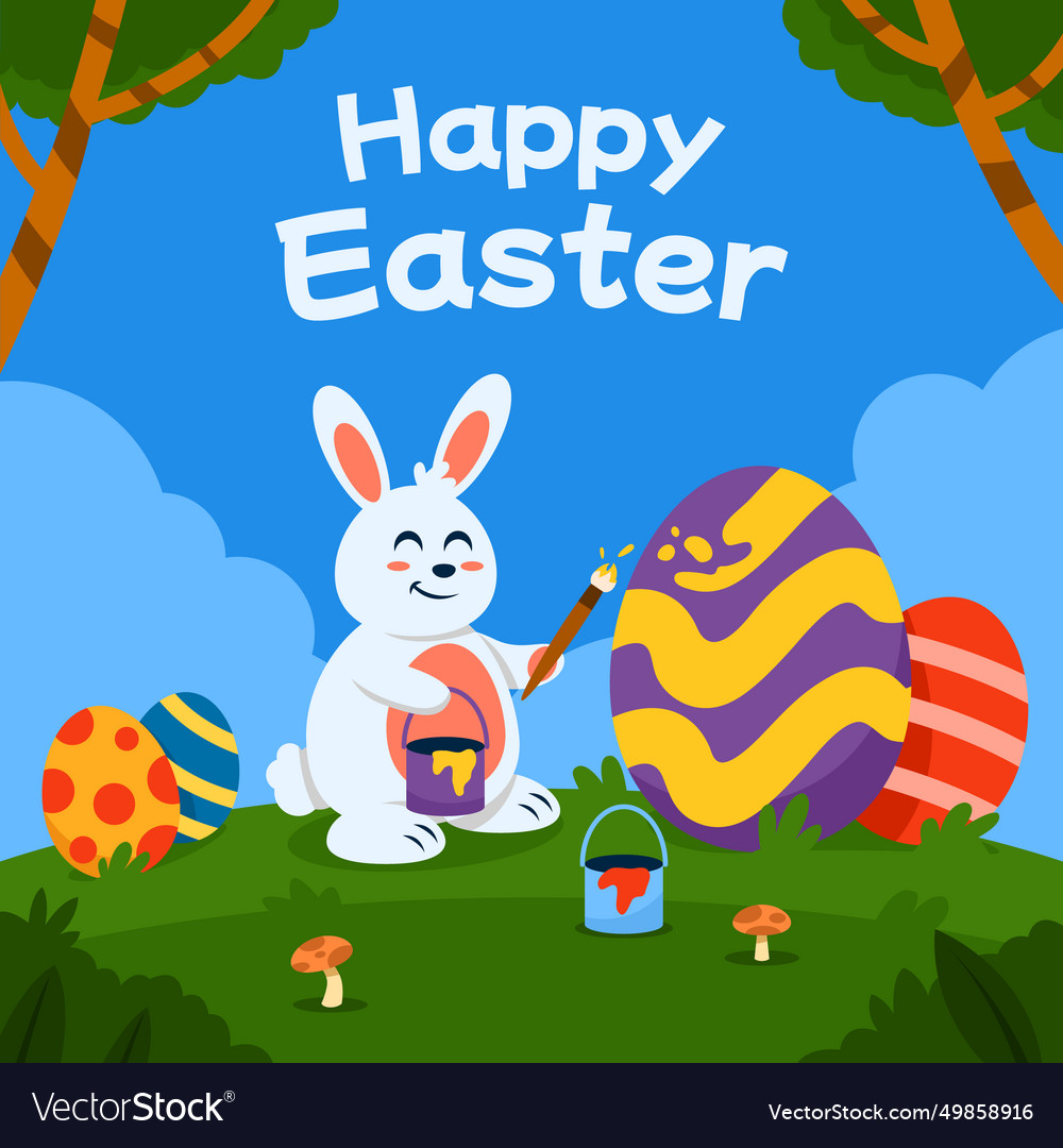 Rabbit painting easter egg Royalty Free Vector Image
