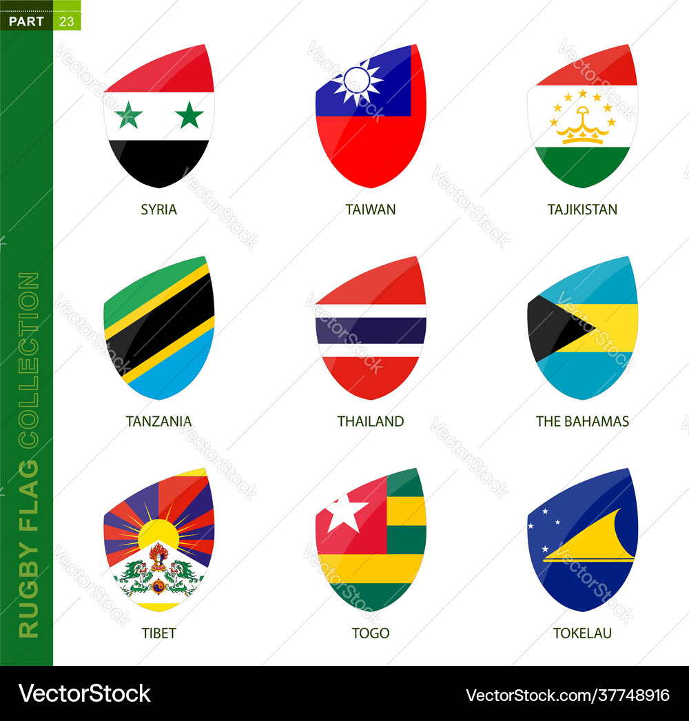 Rugby flag collection icon with flag 9 Royalty Free Vector